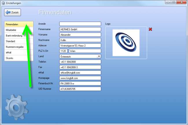 KingBill - alle Einstellungen zu Ihrem Unternehmen!